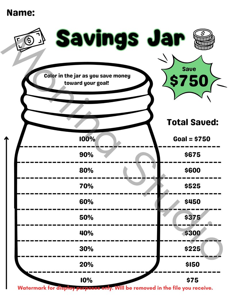Kids Savings Money Tracker Bundle | Financial Planner for Kids | Money ...