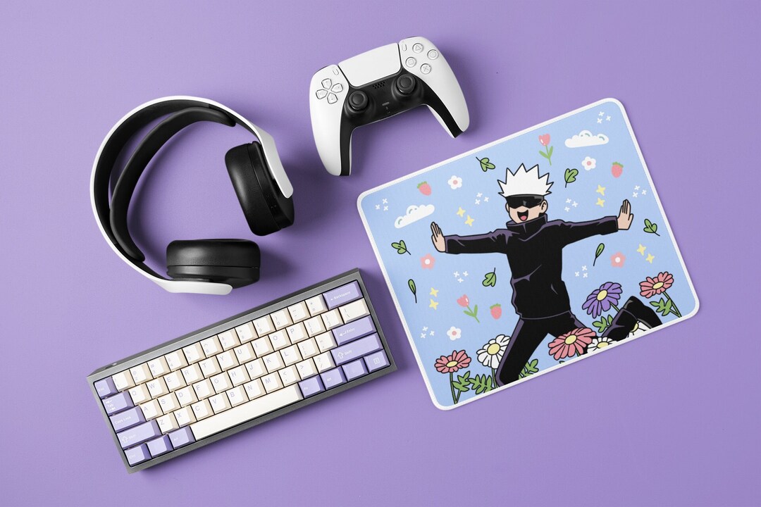 Satoru Gojo Mouse Pad Deskmat Anime Jujutsu Kaisen Hearts Flowers Cute ...