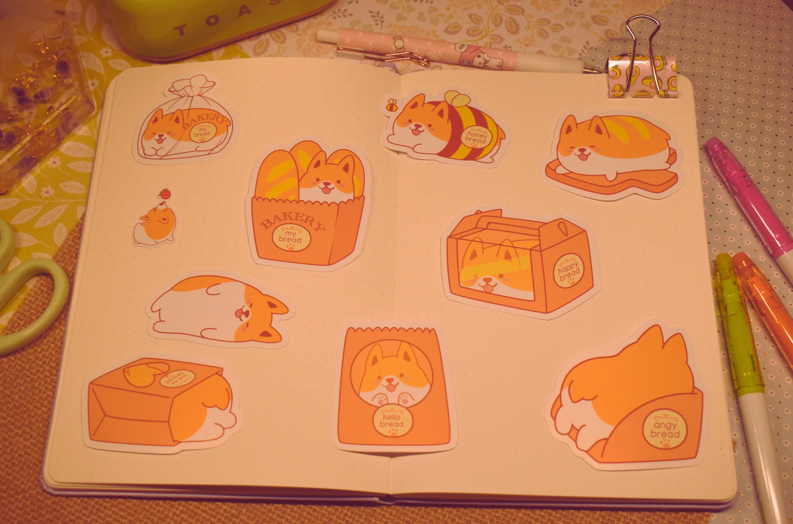Corgi Bread Bakery Sticker Bundle Baguette Corgis Dogs Cute, Kawaii ...