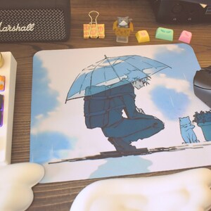 Satoru Gojo Rain Mouse Pad Deskmat Anime Jujutsu Kaisen Cat Blue Cute ...