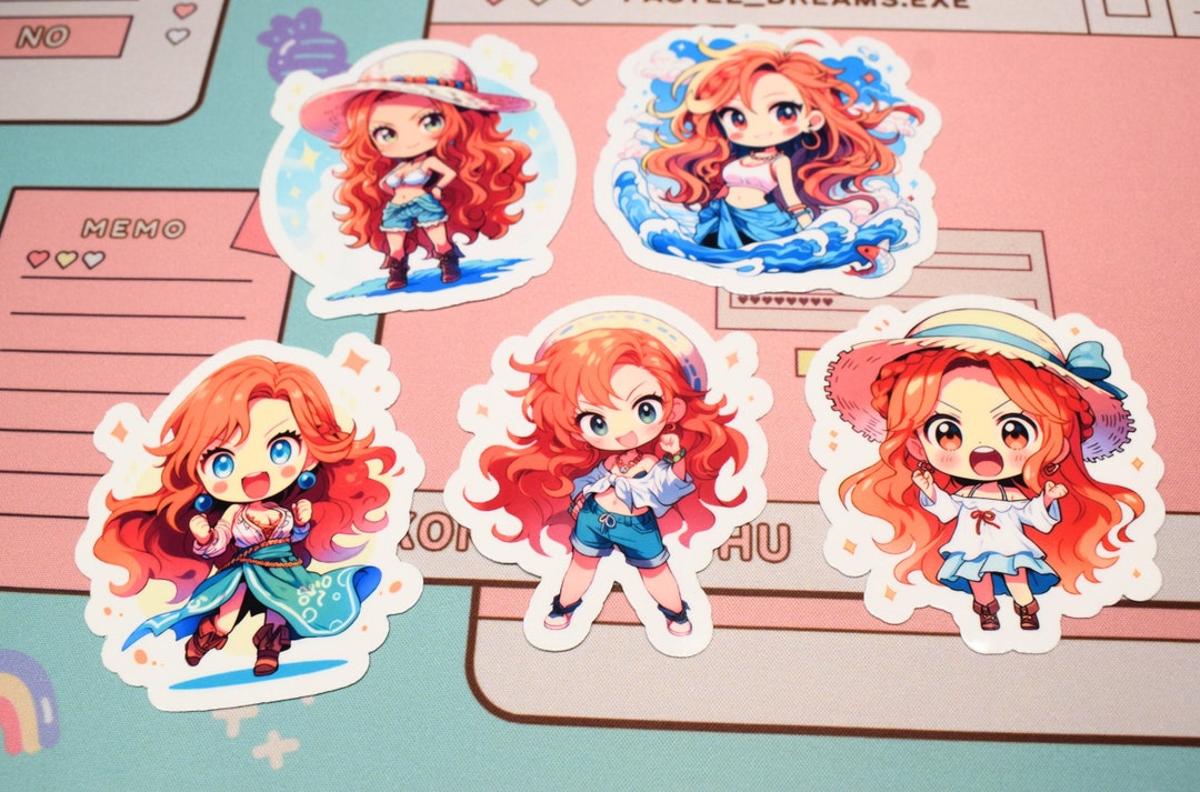 Chibi Nami Sticker One Piece Sticker Bundle Cute, Kawaii Pirate Anime ...