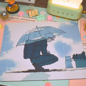 Satoru Gojo Rain Mouse Pad Deskmat Anime Jujutsu Kaisen Cat Blue Cute ...