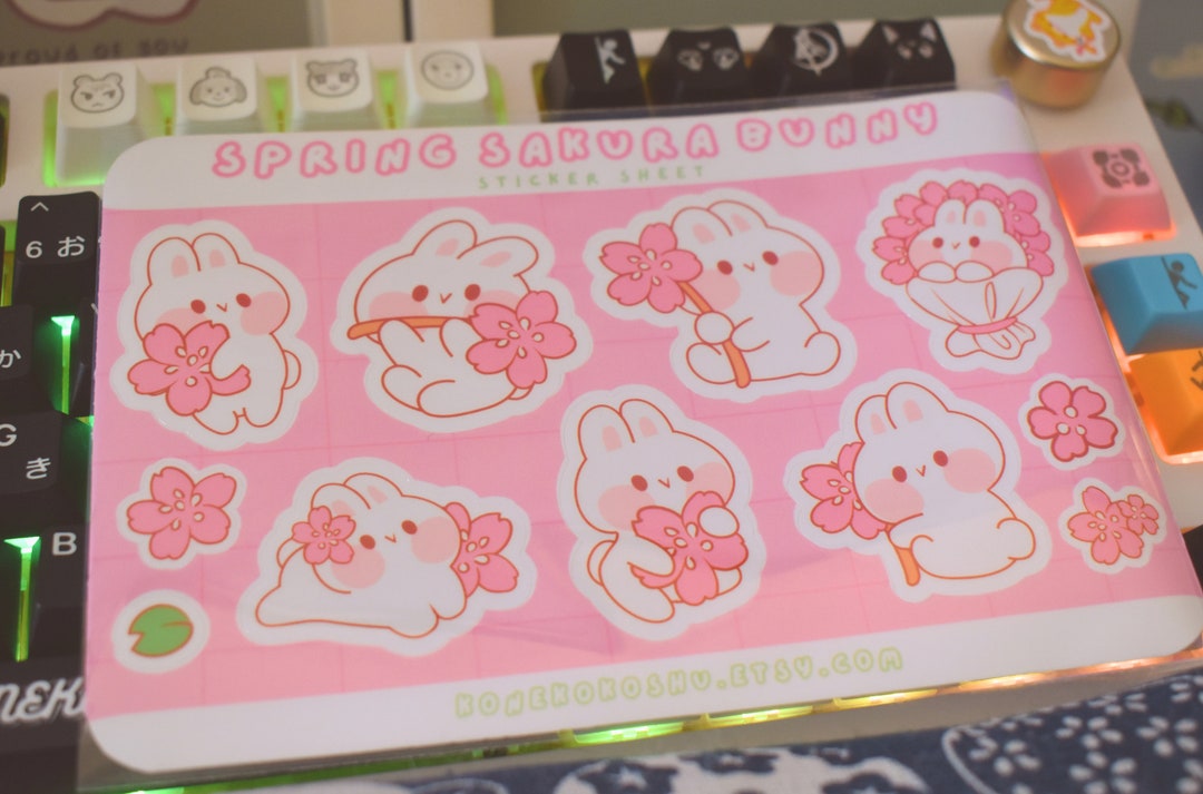 Spring Sakura Bunny Sticker Sheet Cute, Kawaii Trendy, Aesthetic ...