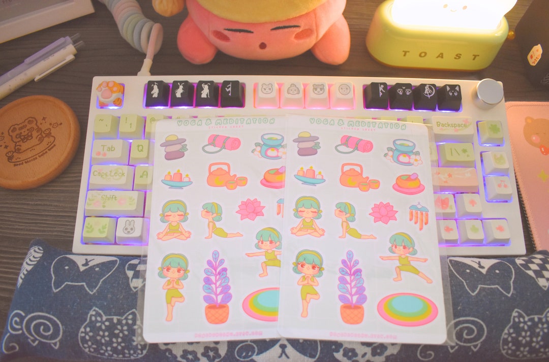 Yoga and Meditation Sticker Sheet Cute, Kawaii Trendy, Aesthetic ...