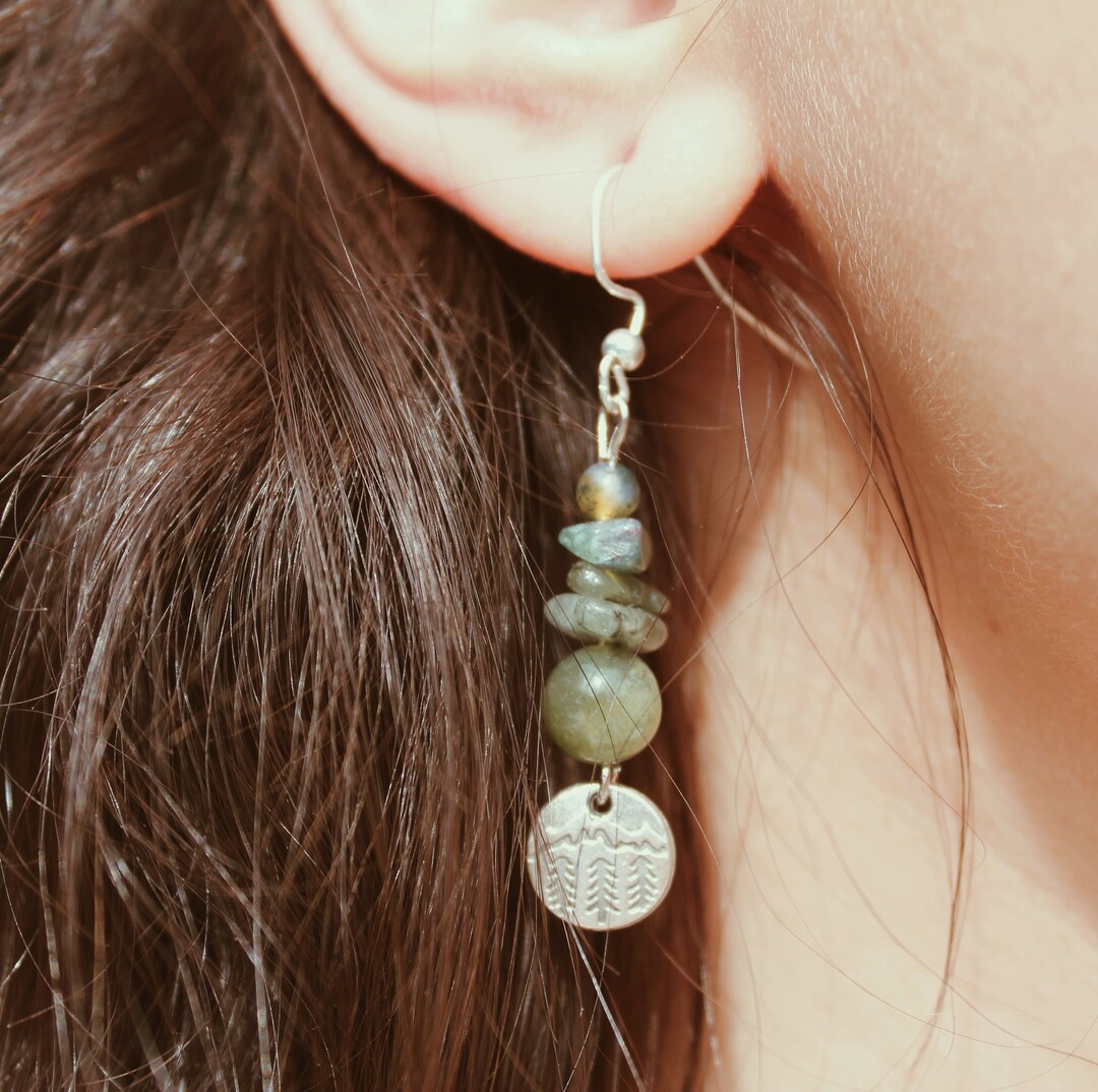 In the Pines Green Beaded Pine Tree Charm Dangle/drop Earrings - Etsy