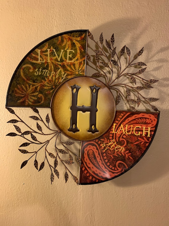 Vintage Metal Letter H Wall Hanging Decor live Simply Laugh - Etsy