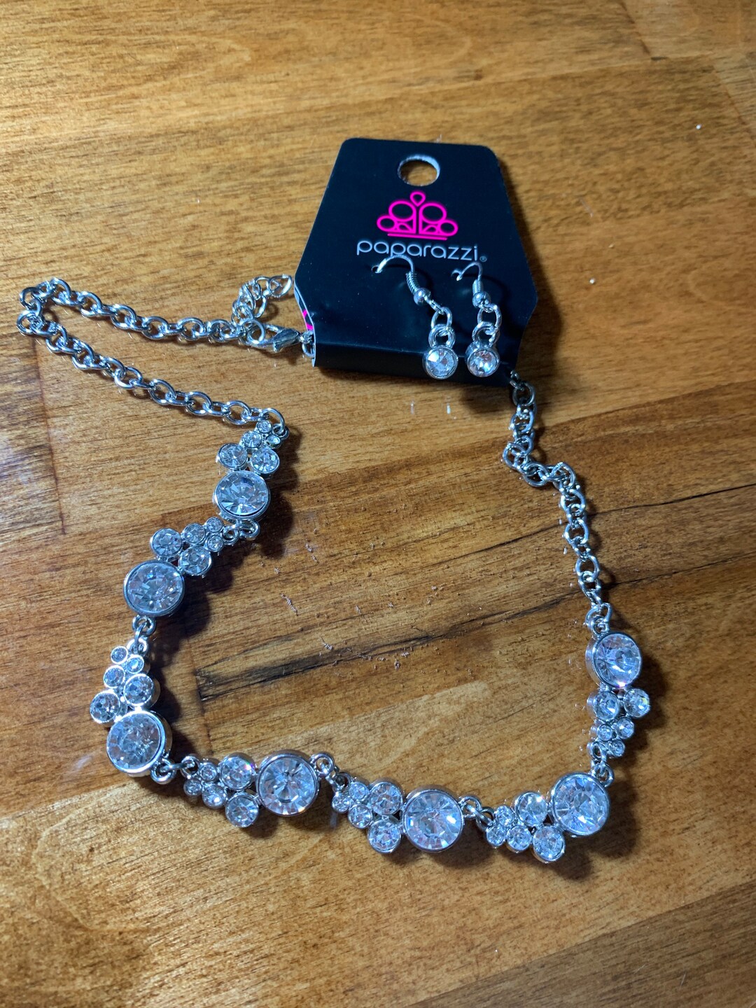 Paparazzi Jewelry Set Silver Diamond Earring and Necklace Set social ...