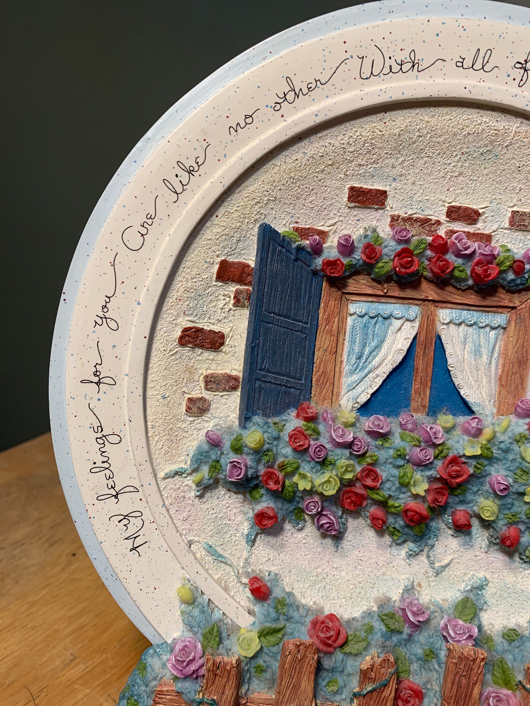 Artist D Morgan Plate Figurine With Roses and Window Vintage in ...