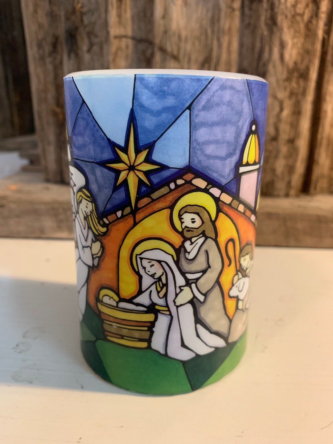 Christmas Wax Nativity Scene Candle With Flicker Light Playing Silent ...