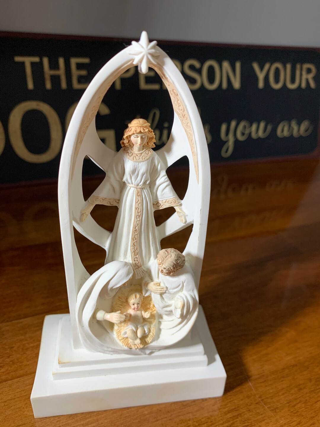 Christmas Nativity Figurine- Light up Figurine With Angel Over Mary and ...
