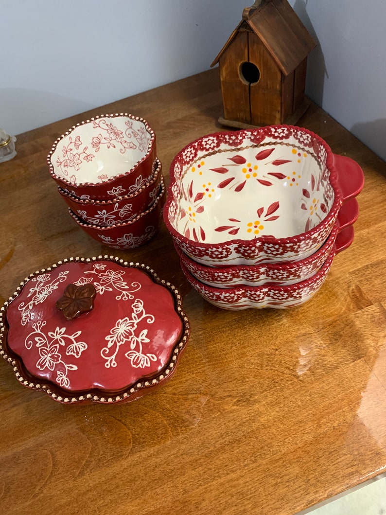 Temptations Baking Dishes Floral Lace or Old World Bowls Your Choice in ...