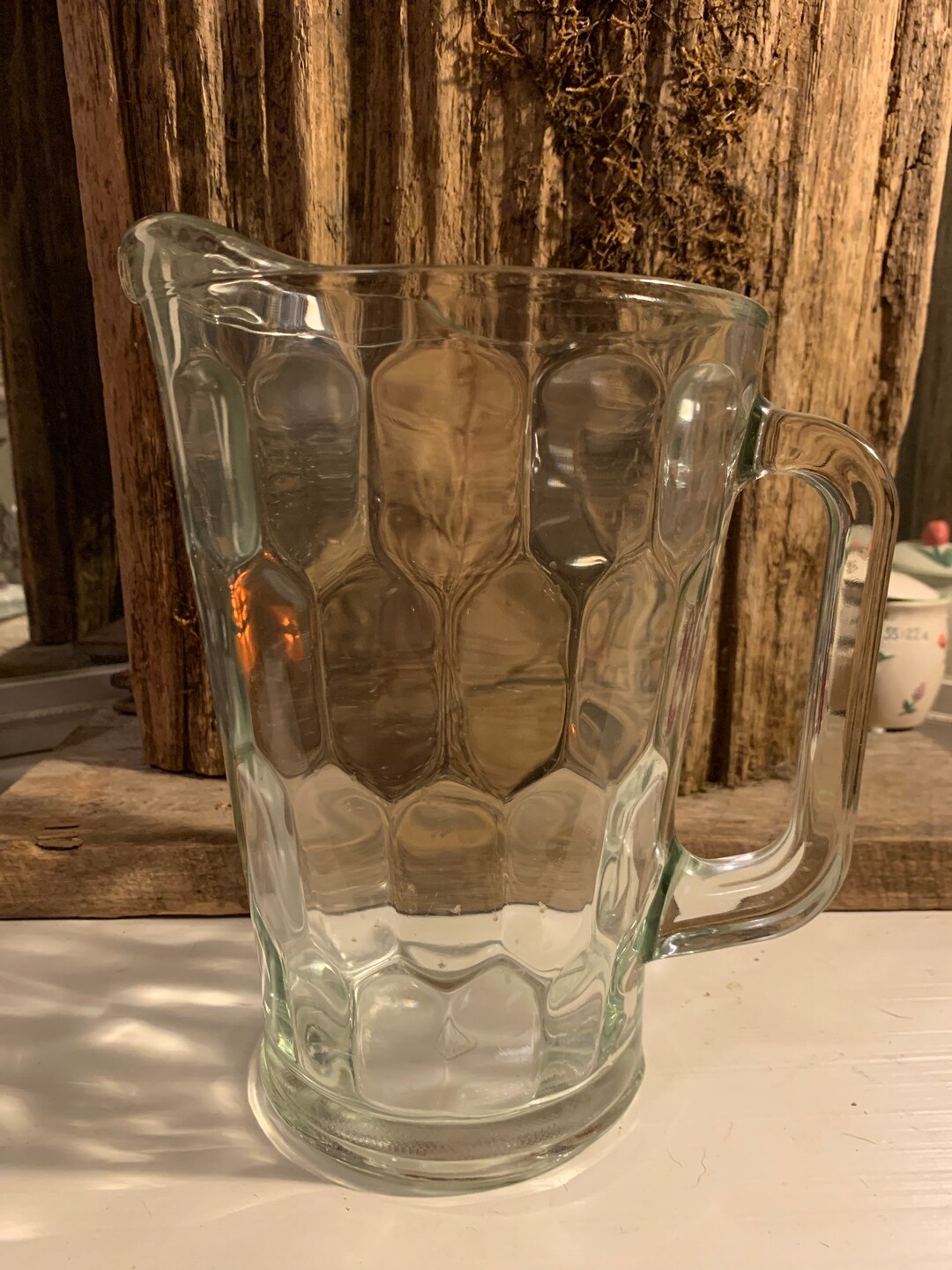 Crisa Vintage Large Heavy Glass Pitcher in Excellent Condition! - Etsy