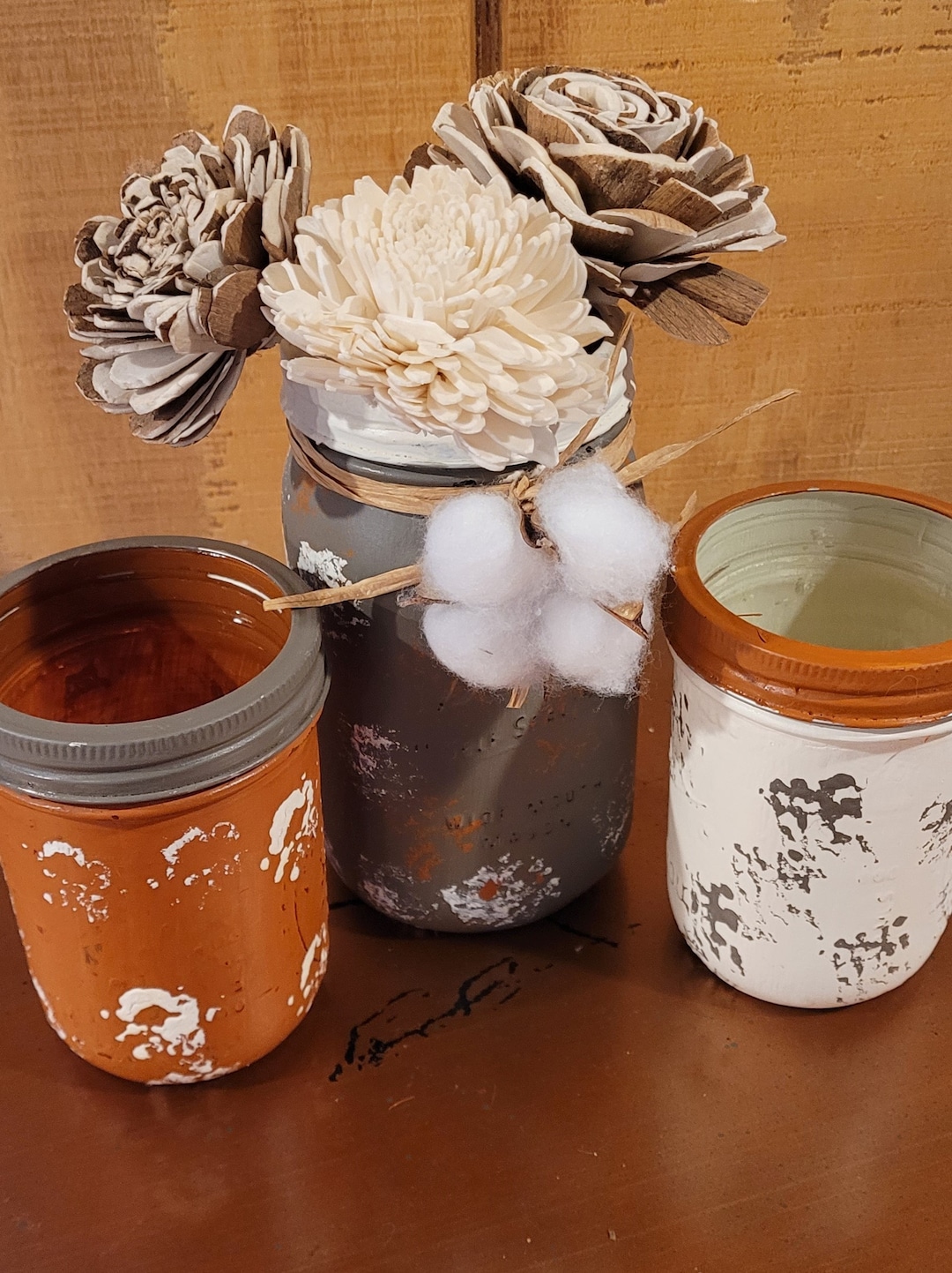Rustic Fall Farmhouse Mason Jars Set 3 - Etsy