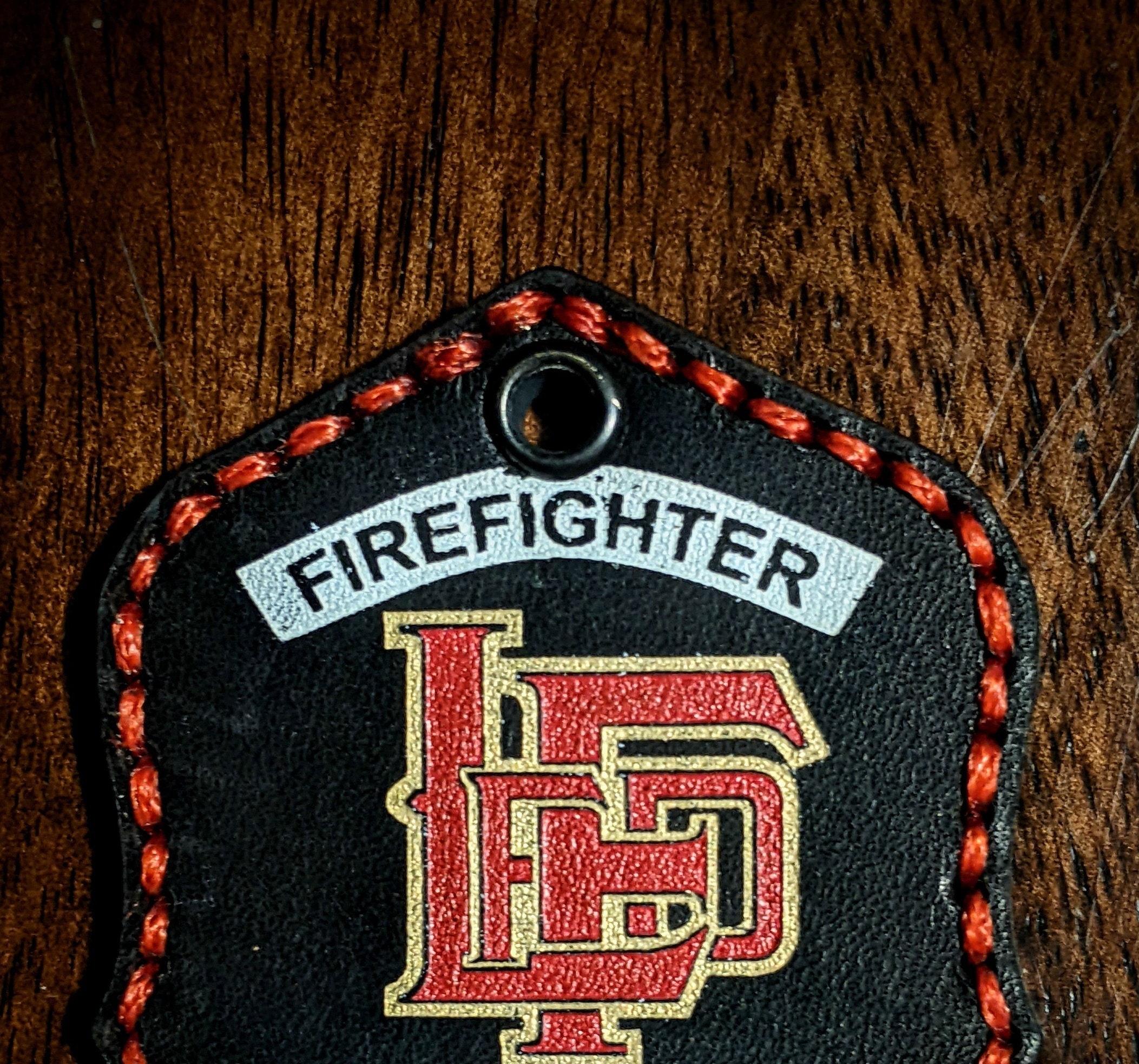 Custom Black Leather Firefighter Helmet Shield Keychain. - Etsy