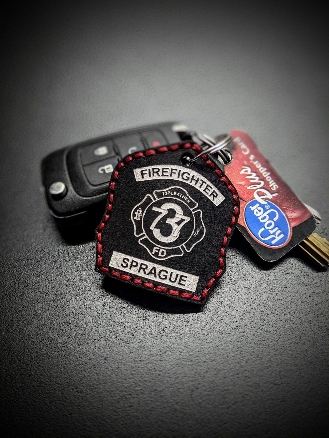 Custom Black Leather Firefighter Helmet Shield Keychain. - Etsy