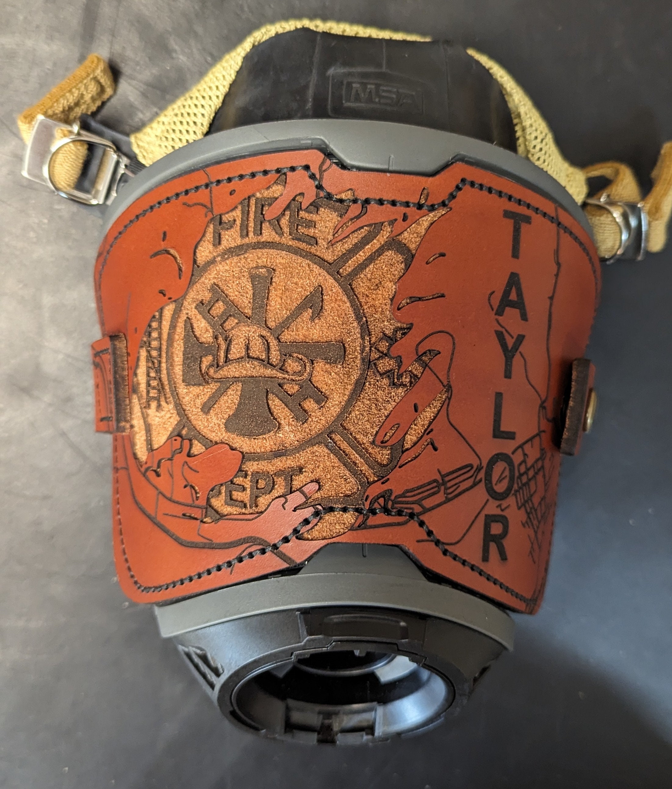 Personalized Firefighter SCBA Leather Mask Cover for MSA G1 Mask ...