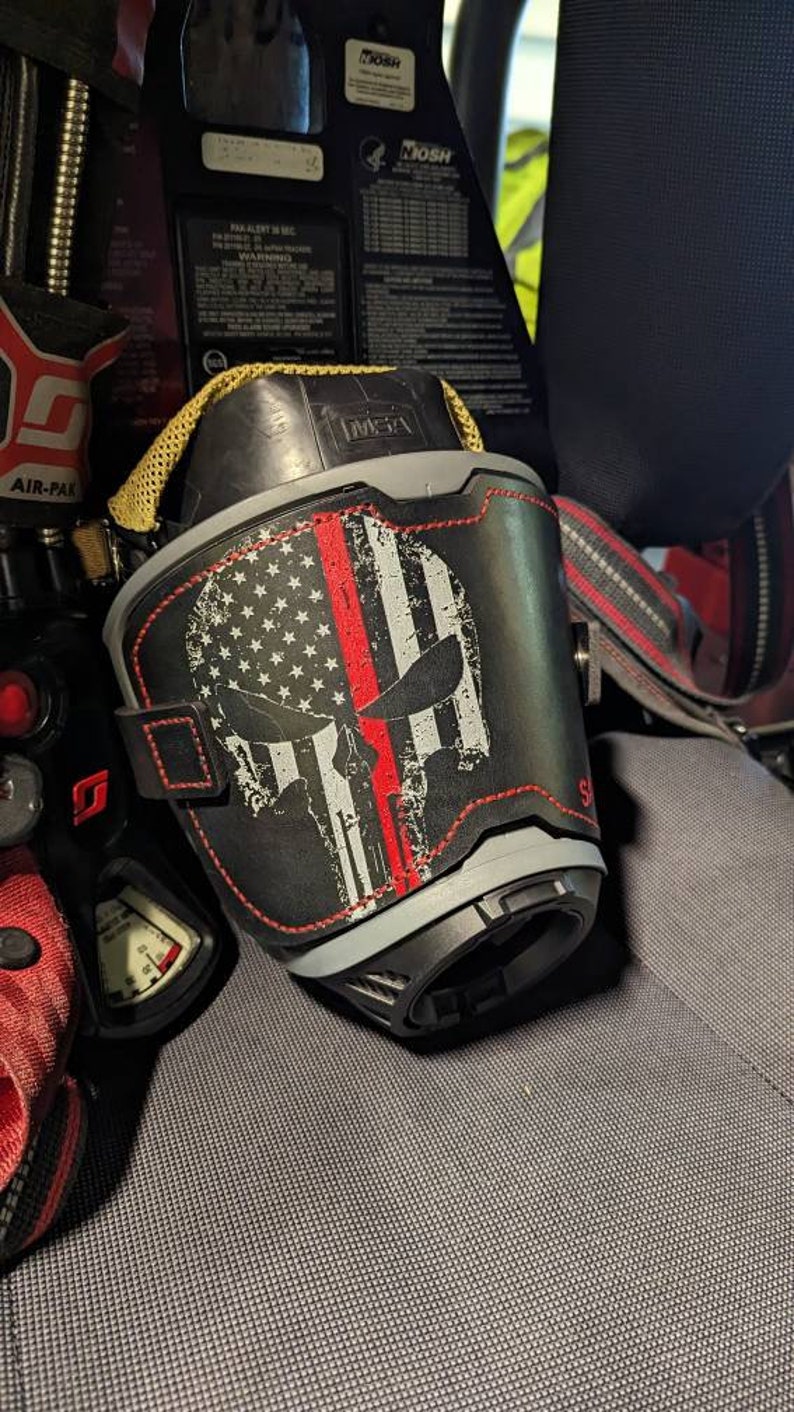 Personalized Firefighter SCBA Leather Mask Cover for MSA G1 Mask black ...