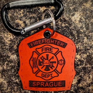 Custom Leather Firefighter Shield Keychain - Etsy