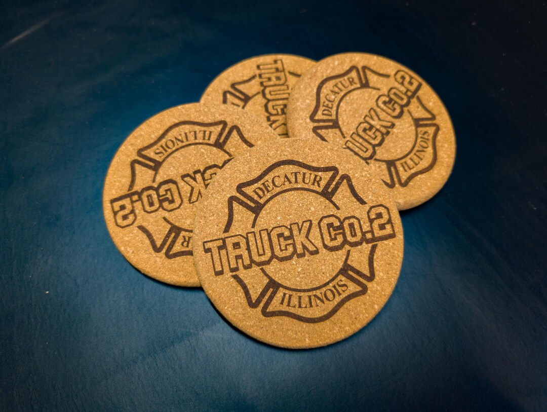 Custom Engraved Cork 4" Round Coasters - Etsy