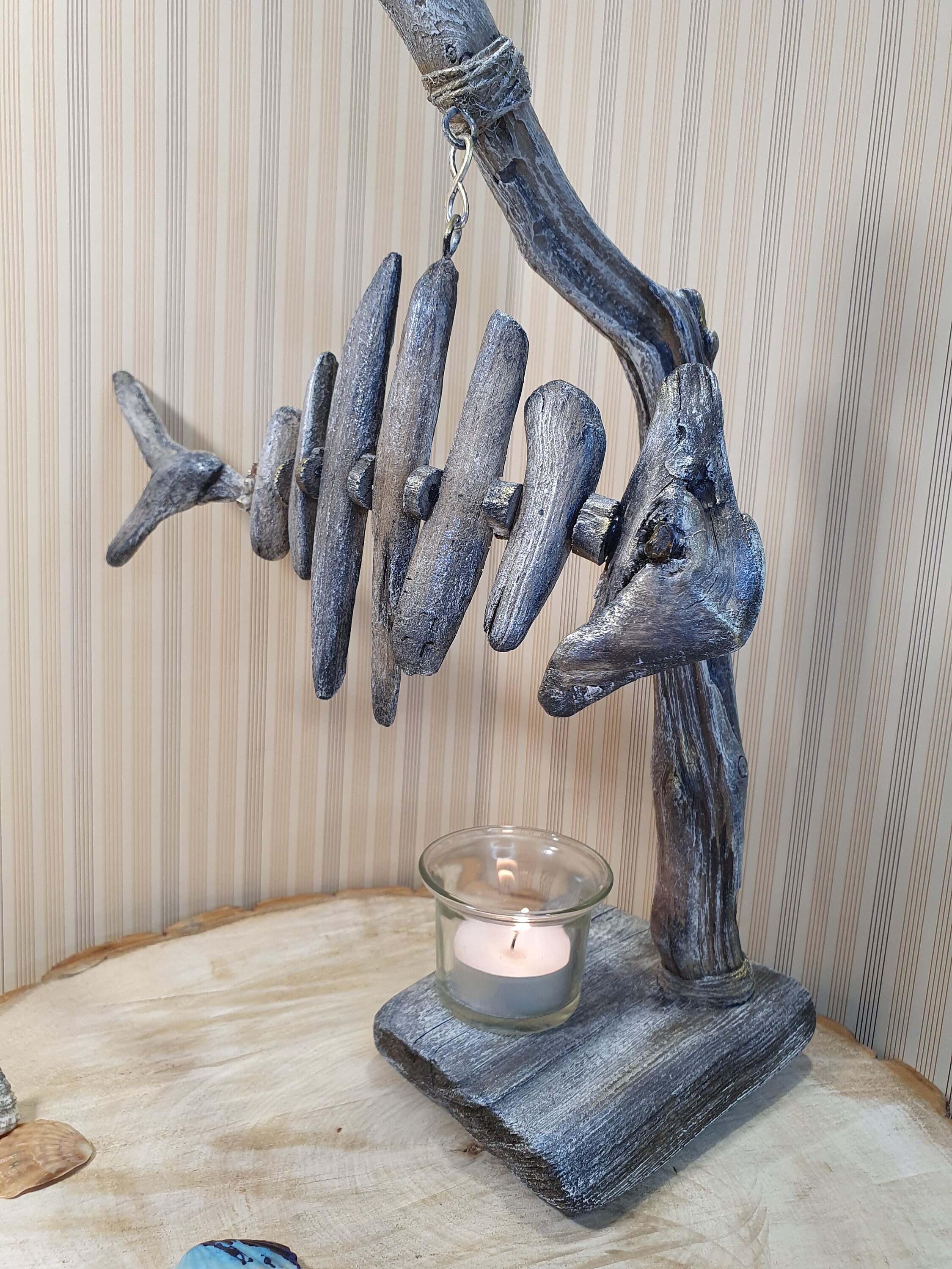Fish-candlestick / Artistic Sculpture Made of Driftwood / Hand - Etsy