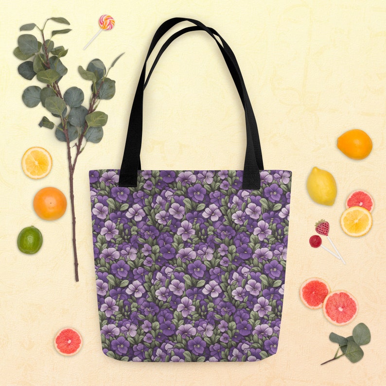 Violets Pattern Tote Bag - Etsy