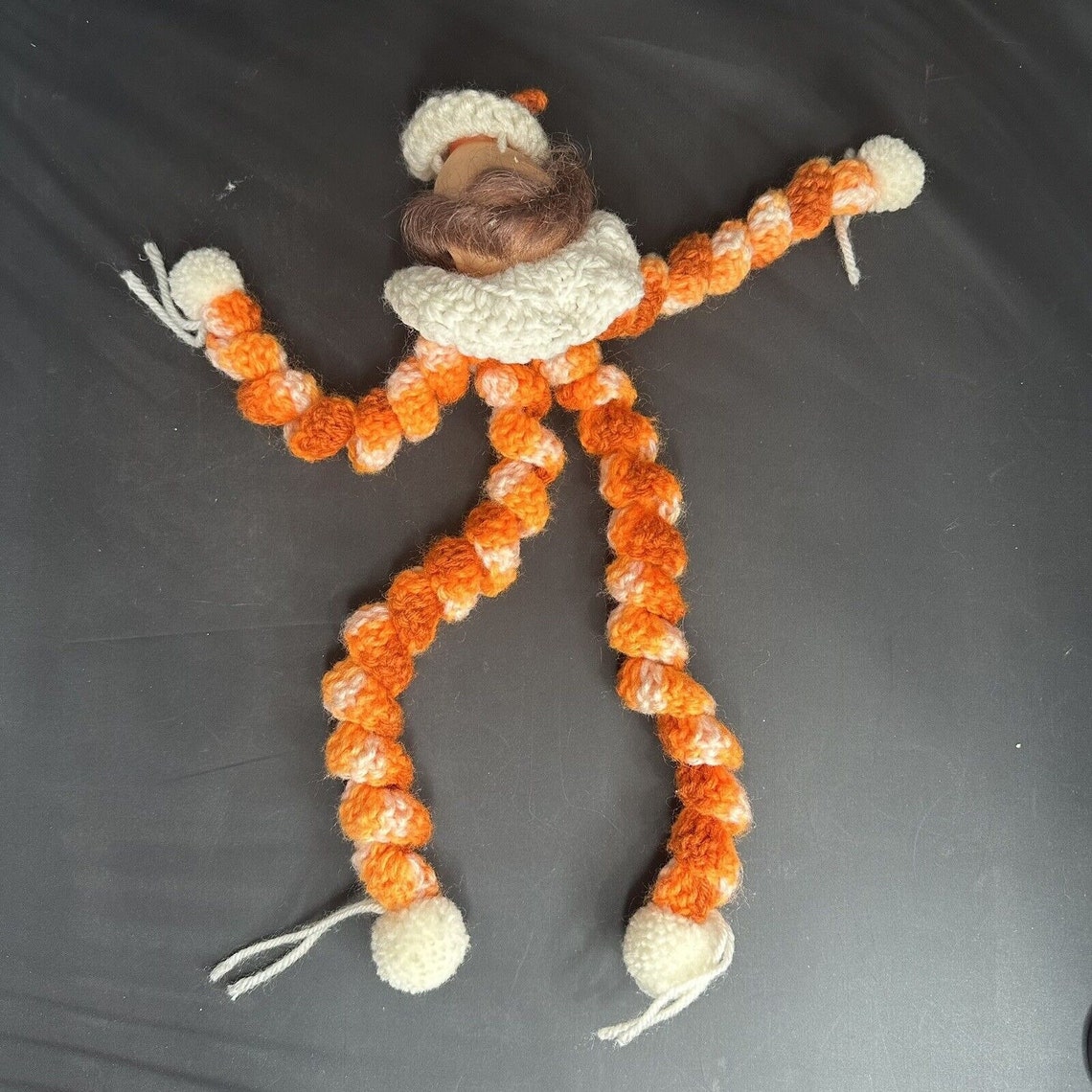 Vintage Yarn Clown Orange White Skinny Leggy Stringy Guy - Etsy