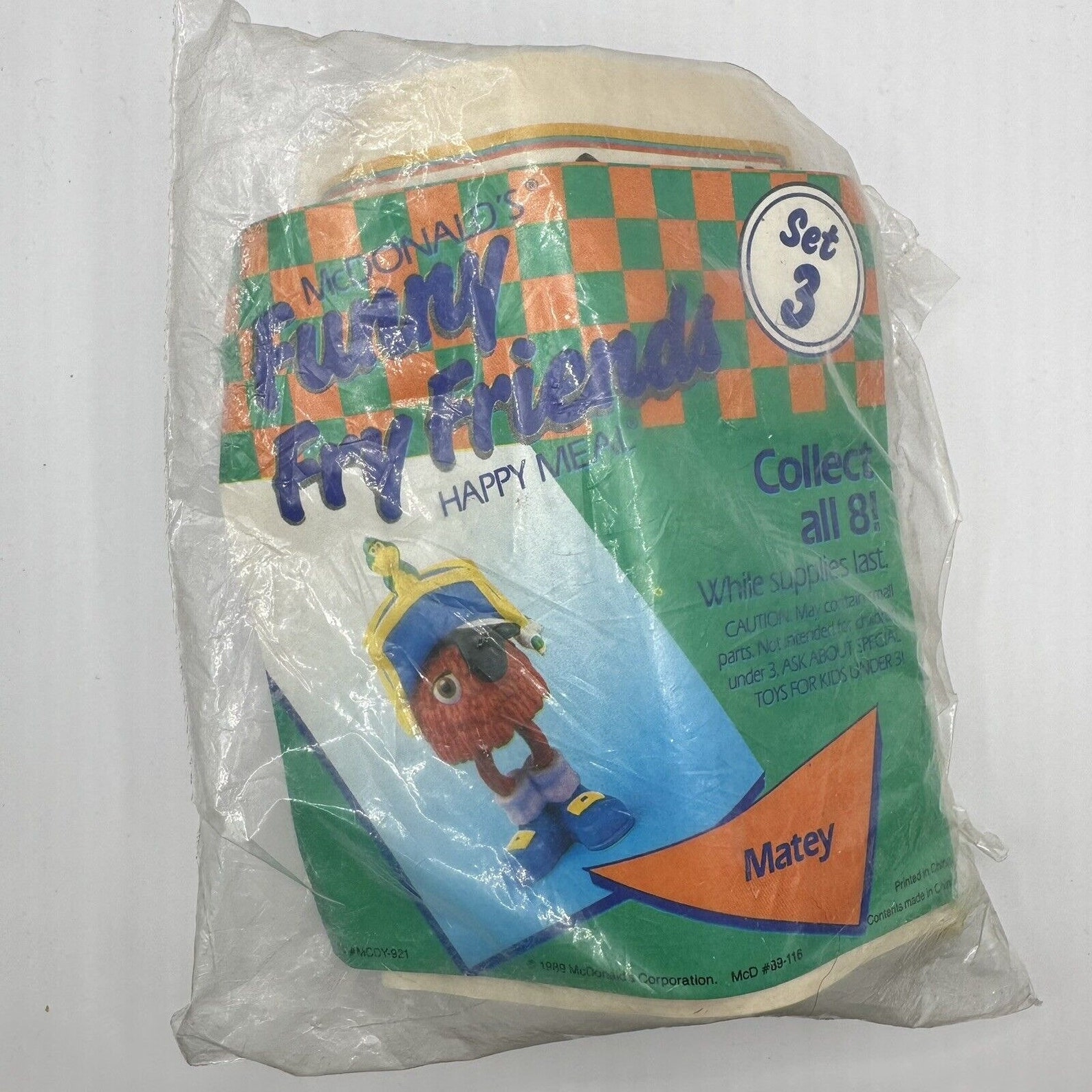 1989 Mcdonald’s Funny Fry Friends Happy Meal Toy Figure Matey Set 3 ...