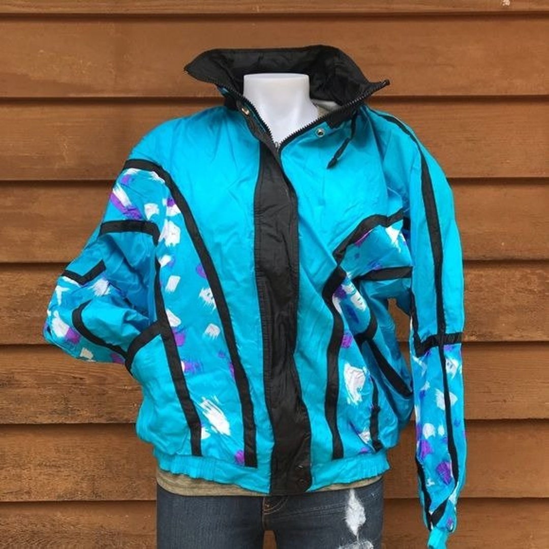 Coastal Images Vintage Wind Breaker Track Jacket Black Blue - Etsy