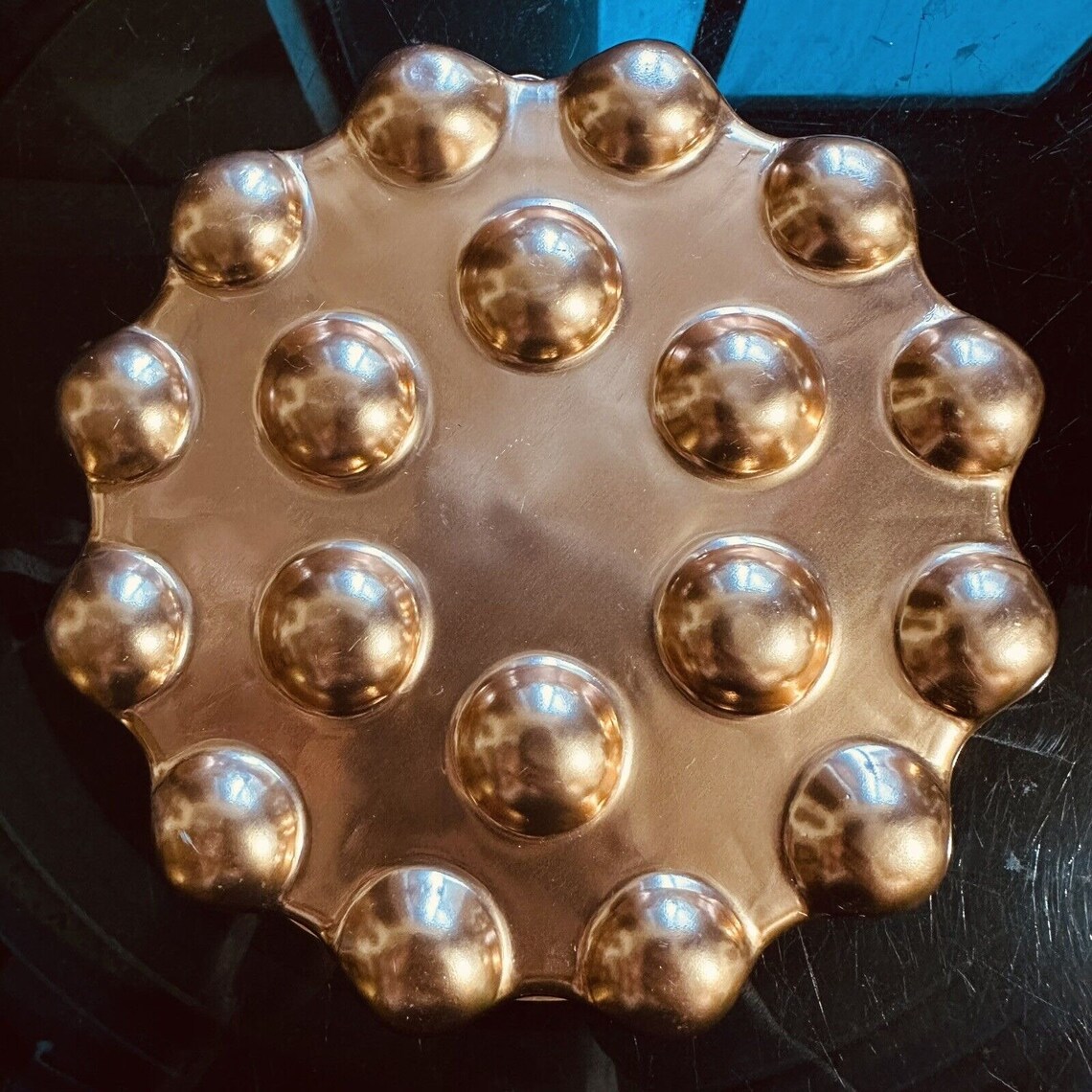 Vintage 7" Round Copper Jello Mold Cake Pan Kitchen Wall Hanging Decor ...