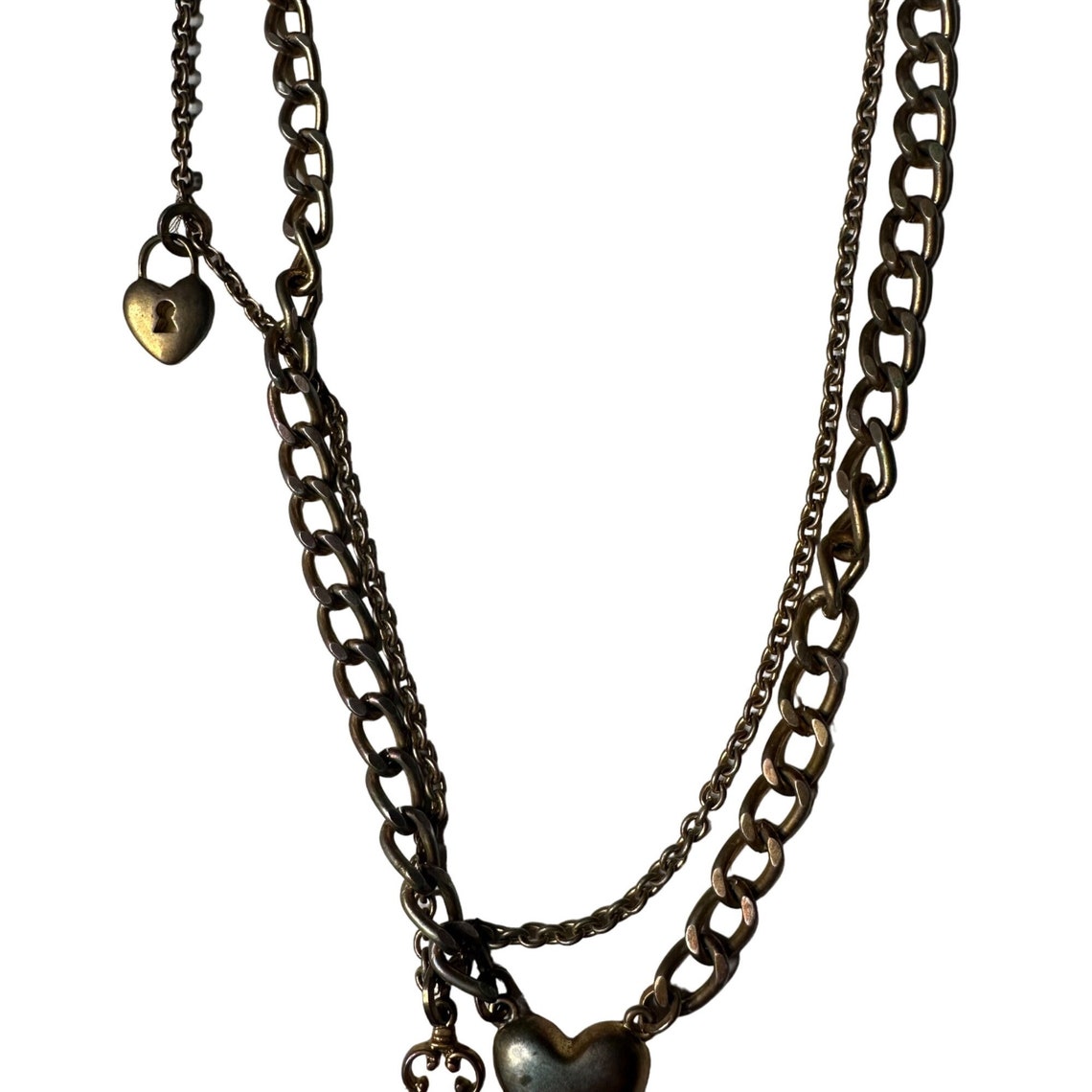 Y2K Key Locket Heart Chain Grunge Necklace - Etsy