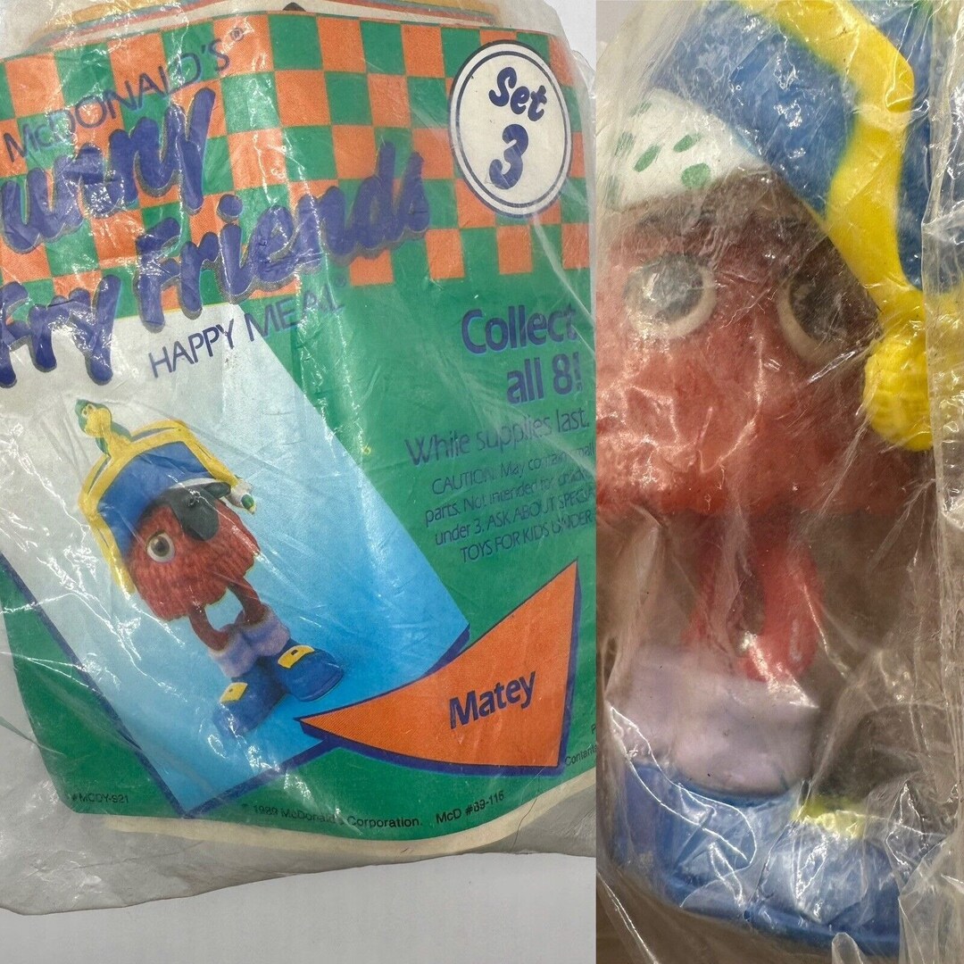 1989 Mcdonald’s Funny Fry Friends Happy Meal Toy Figure Matey Set 3 ...