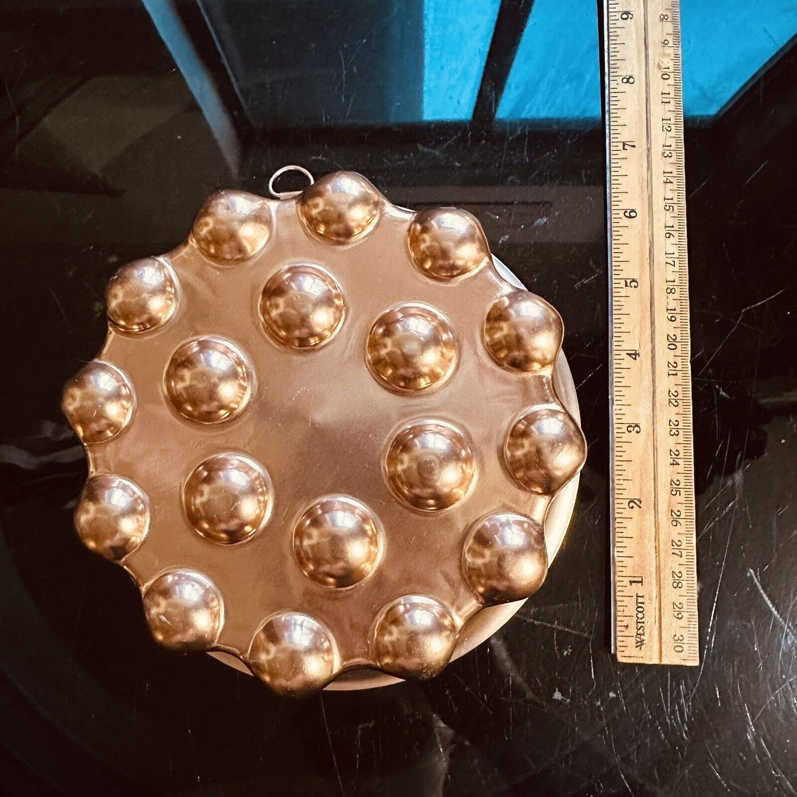 Vintage 7" Round Copper Jello Mold Cake Pan Kitchen Wall Hanging Decor ...