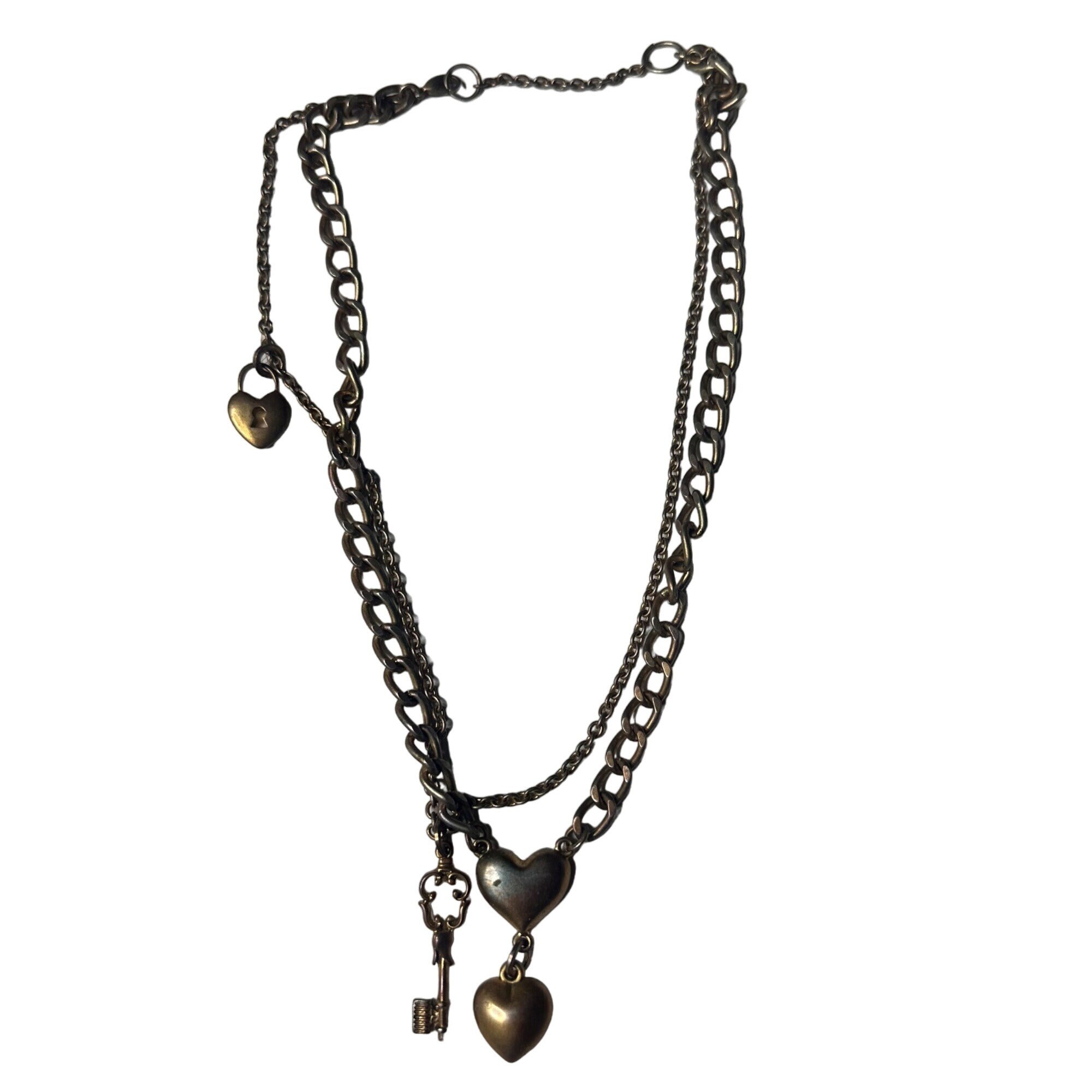 Y2K Key Locket Heart Chain Grunge Necklace - Etsy