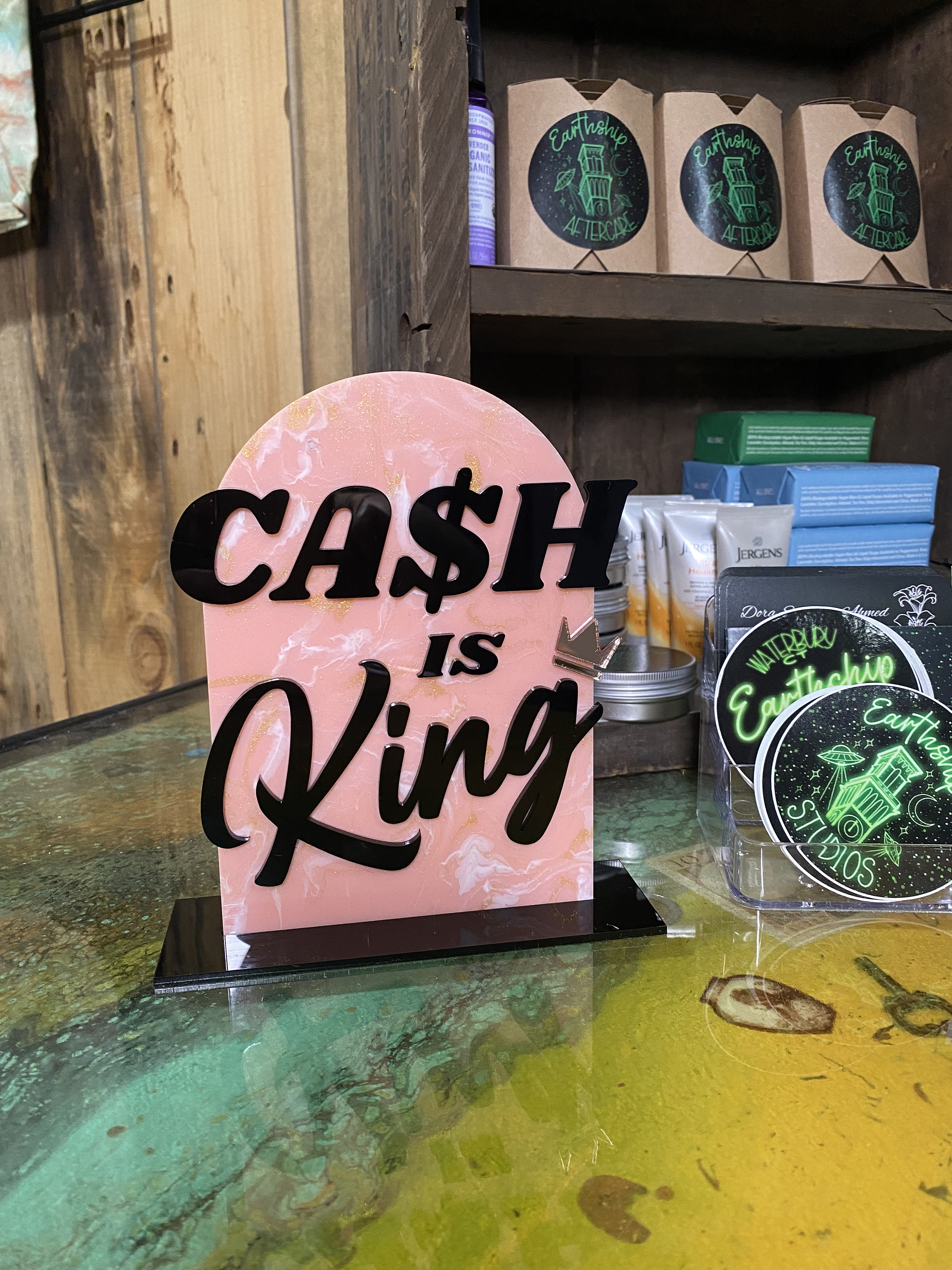 Acrylic Table Top cash is King Sign With Stand - Etsy