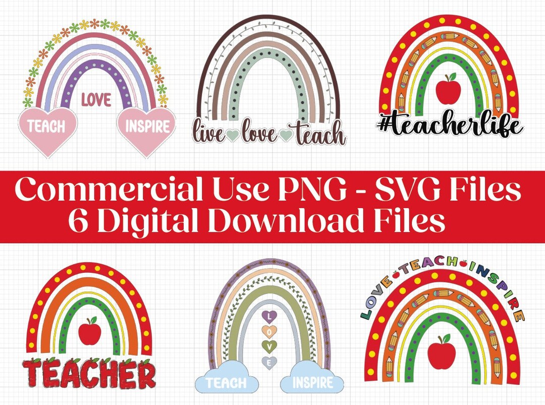 Teacher Rainbow Svg, Boho Rainbow Clipart, Boho Rainbow Svg, Boho ...