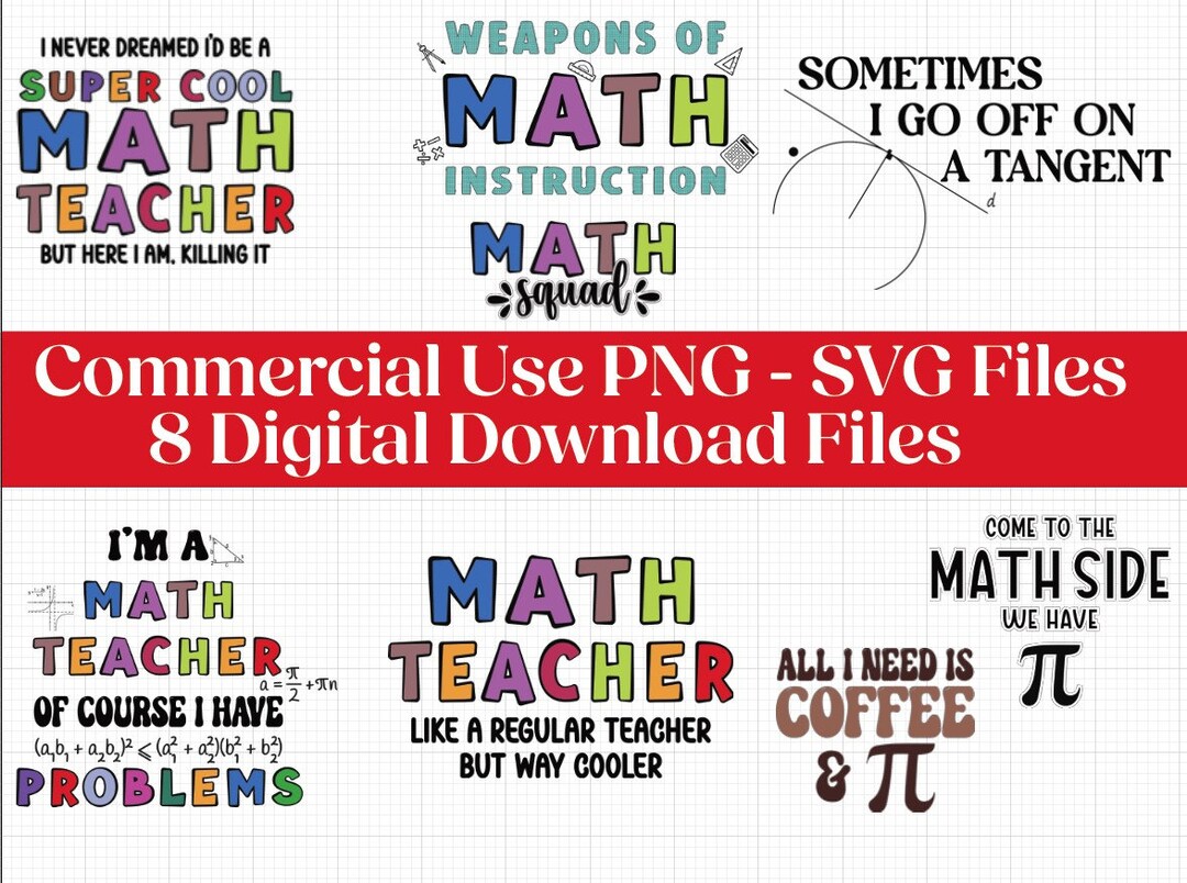 Math Teacher SVG Bundle 8 Fun and Educational Designs - Etsy