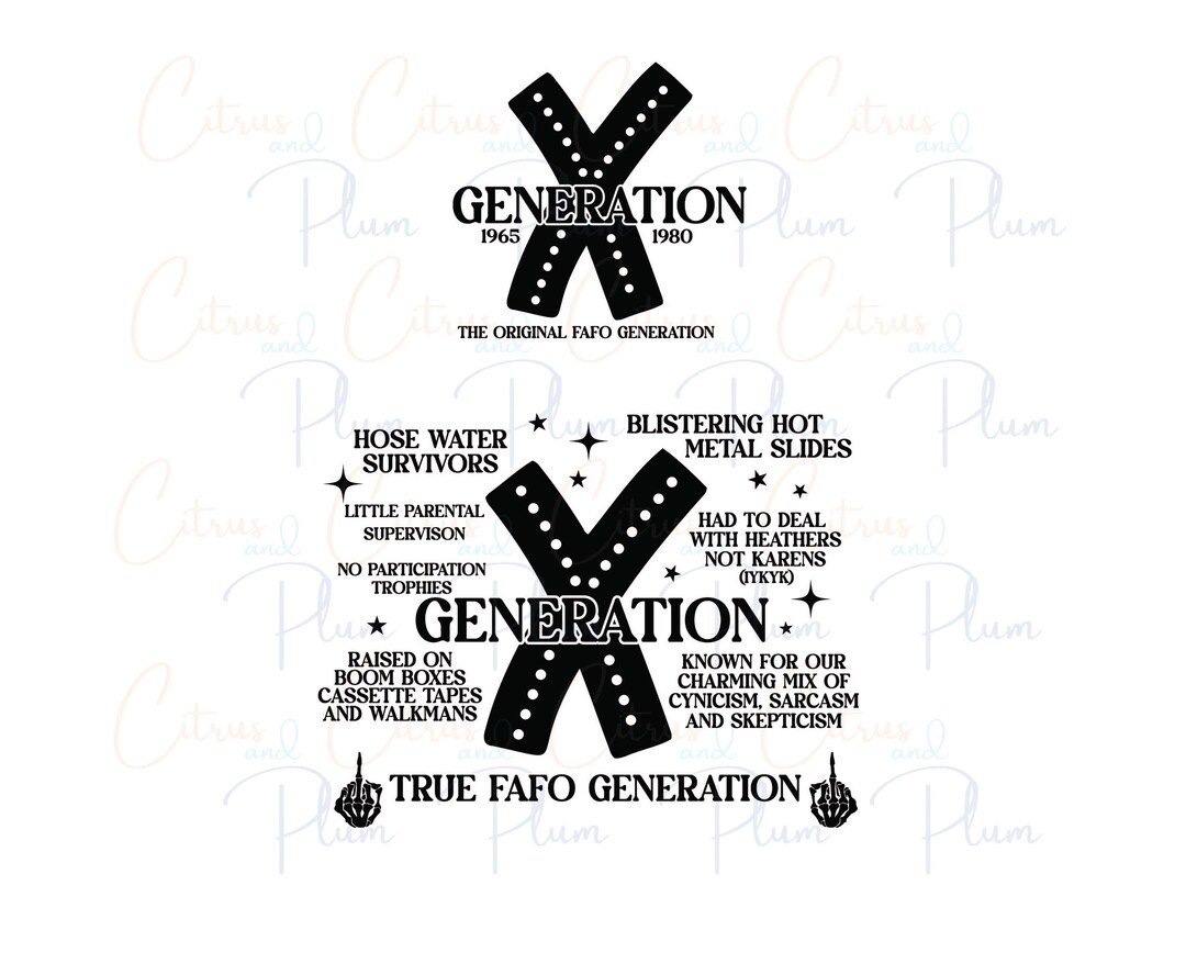Generation X Clip Art Digital Download - Retro Graphics Collection for ...