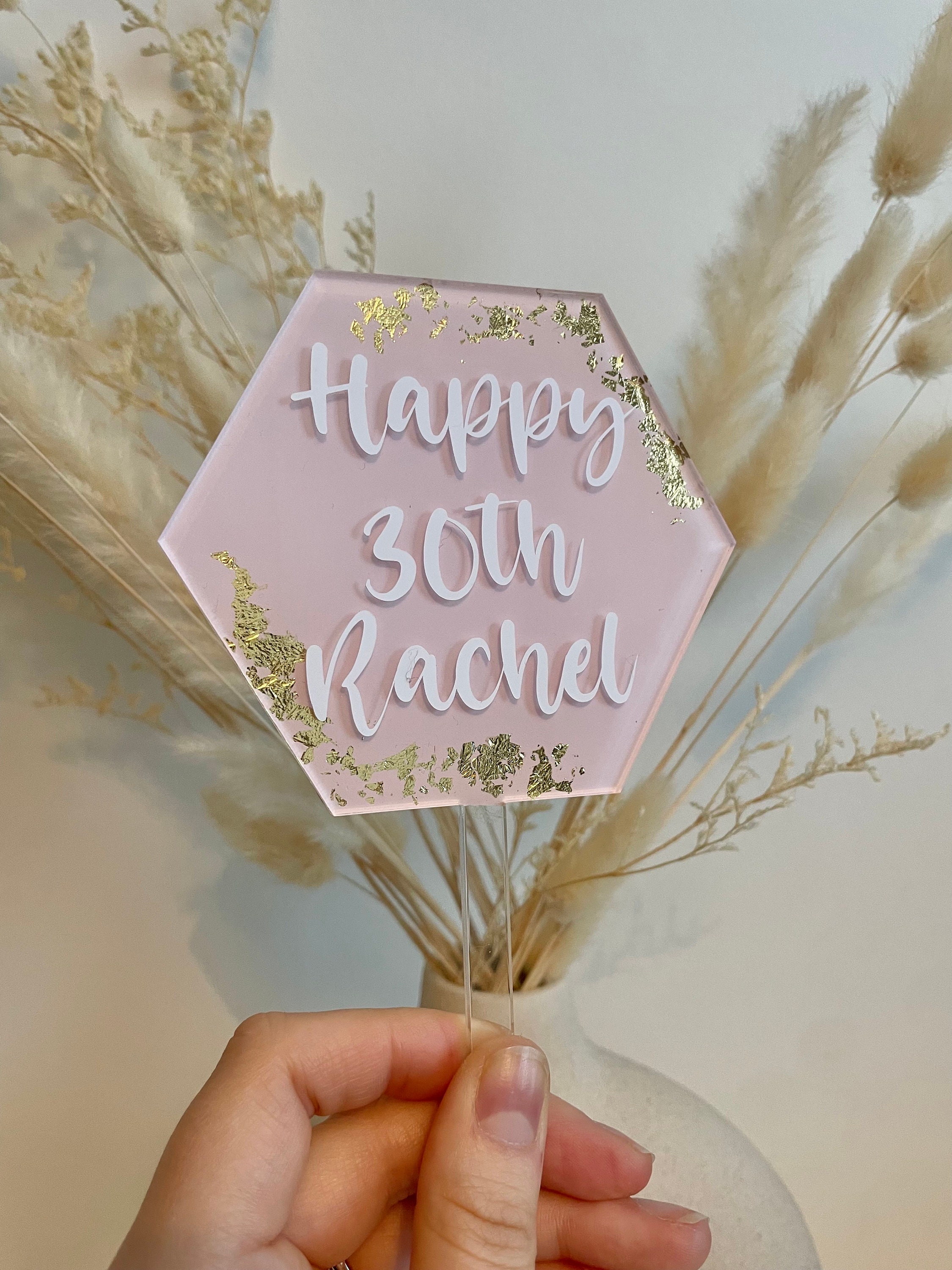 Personalised Hexagon Acrylic Cake Topper Custom Handpainted - Etsy