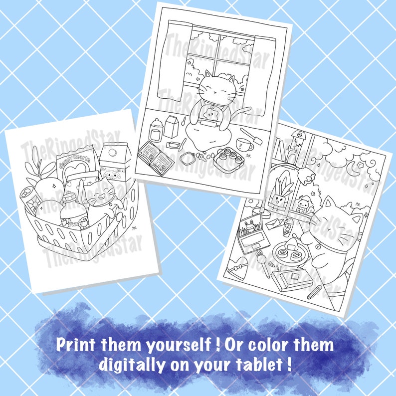 Grocery Haul Part 1 Digital Coloring Pages Hand-drawn Original Artwork ...