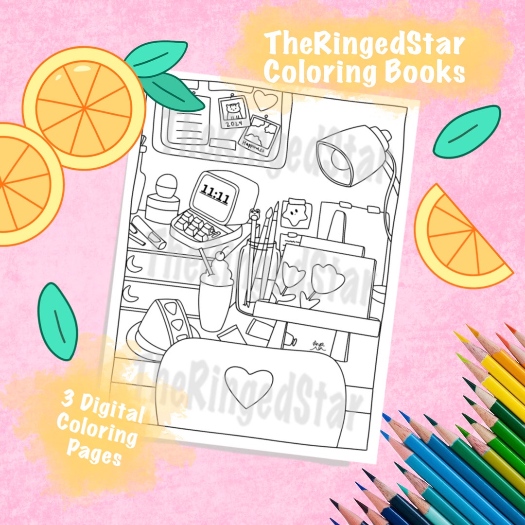 Kawaii Room Part 1 | Printable Coloring Pages | Aesthetic Kawaii Art ...