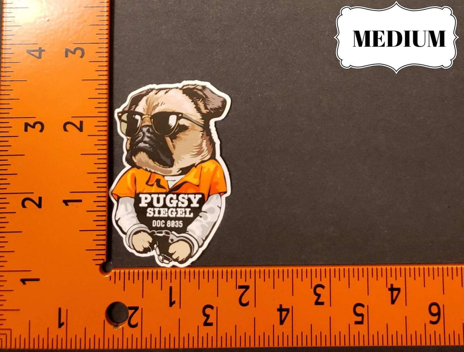 Pugsy Siegel Pug Sticker: Funny Prison Pug Art - Etsy