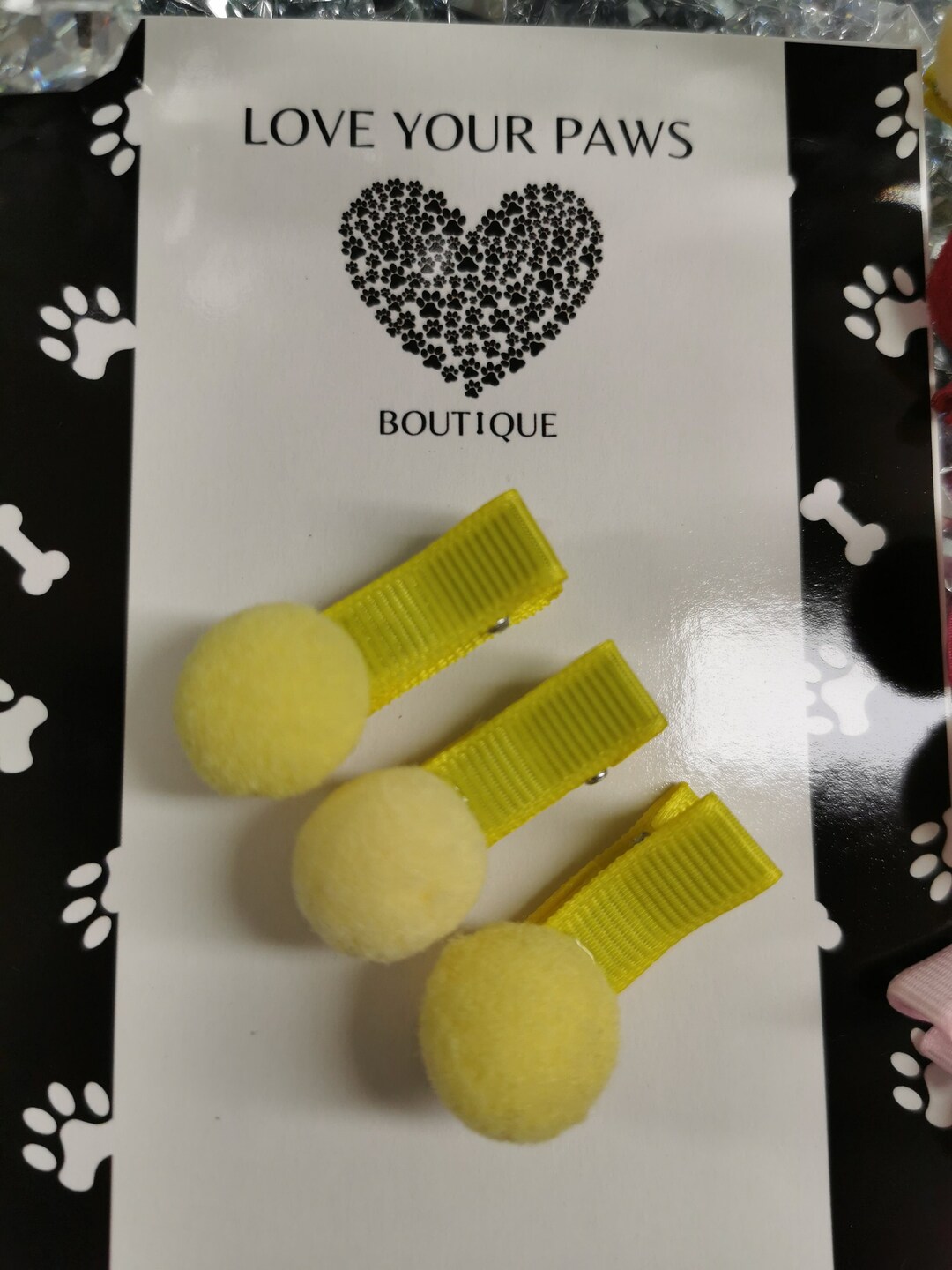 Yellow Pom Pom Dog Hair Clip Dog Hair Clip Pom Pom Dog Hairpins Hair ...