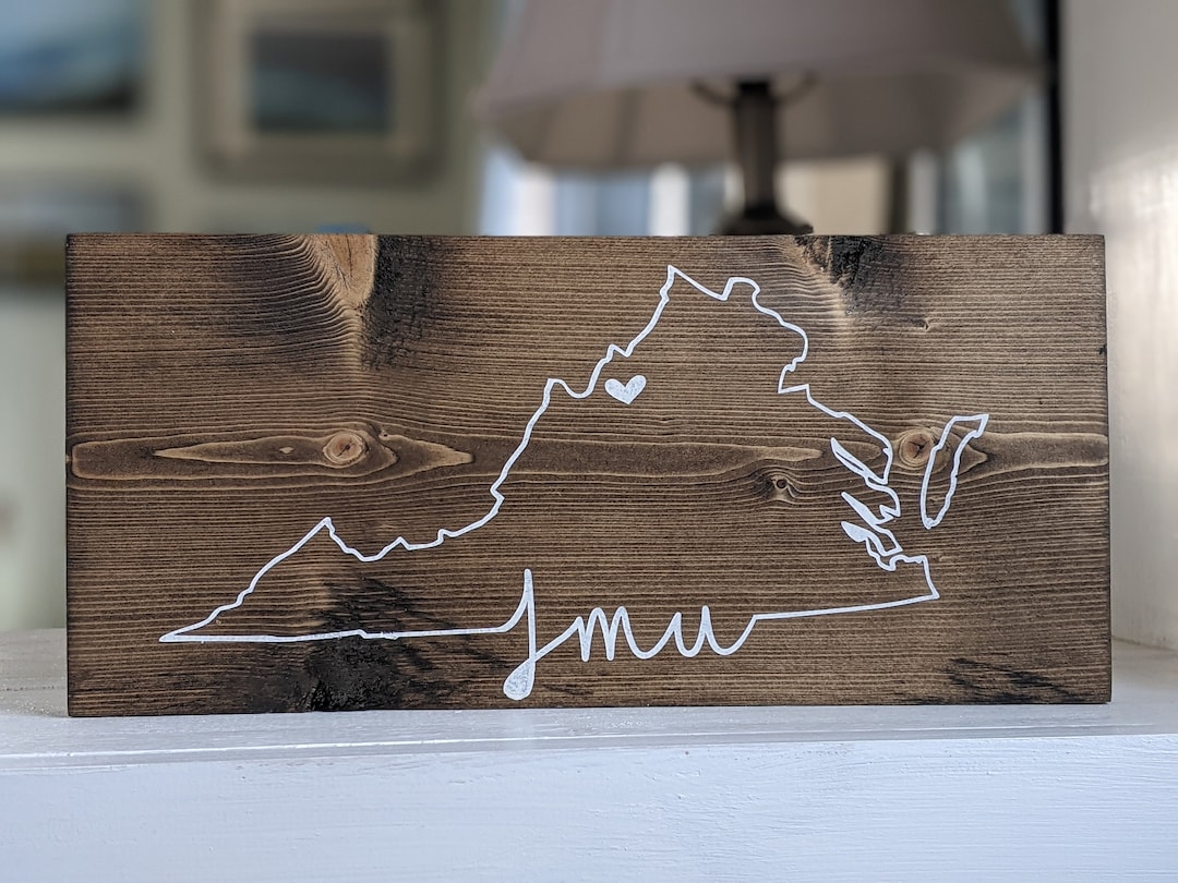 Home State Wood Sign JMU Virginia Custom State Sign Location Wall Decor ...