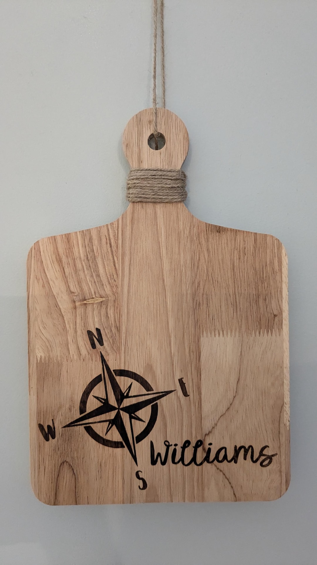 Personalized Cutting Board Compass| Wood Burned Decorative | Location ...
