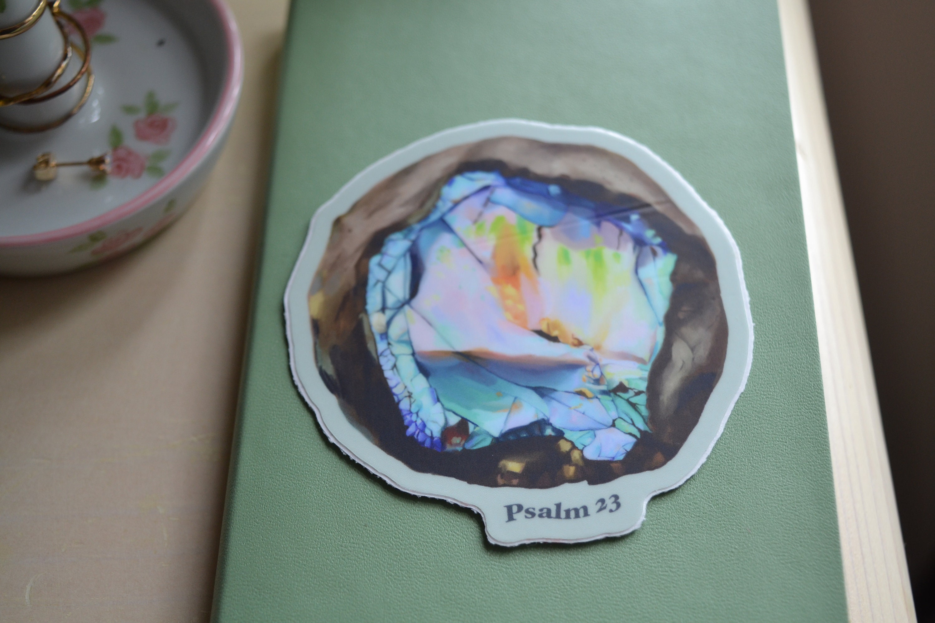 Psalm 23 Opal Sticker, Geology Lover, Christian Faith Art, Waterproof ...