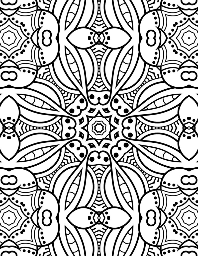 Centered Focus Mandala Adult Printable Coloring Pages - Etsy