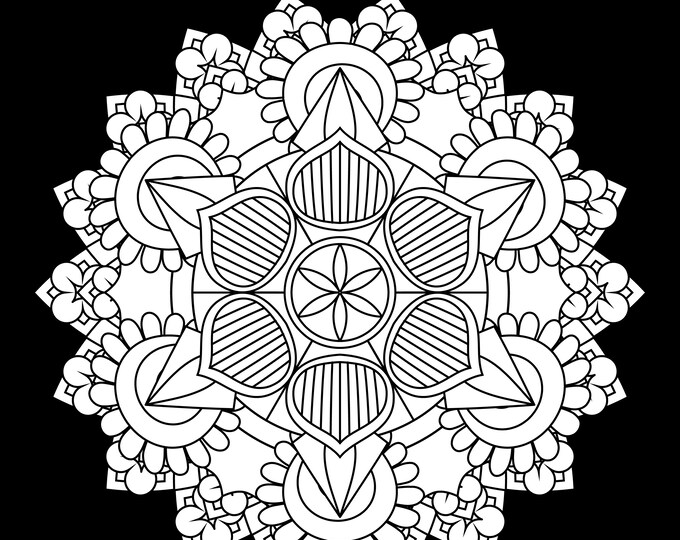 Geometic Mandela Flowers Printable Coloring Pages - Etsy Canada