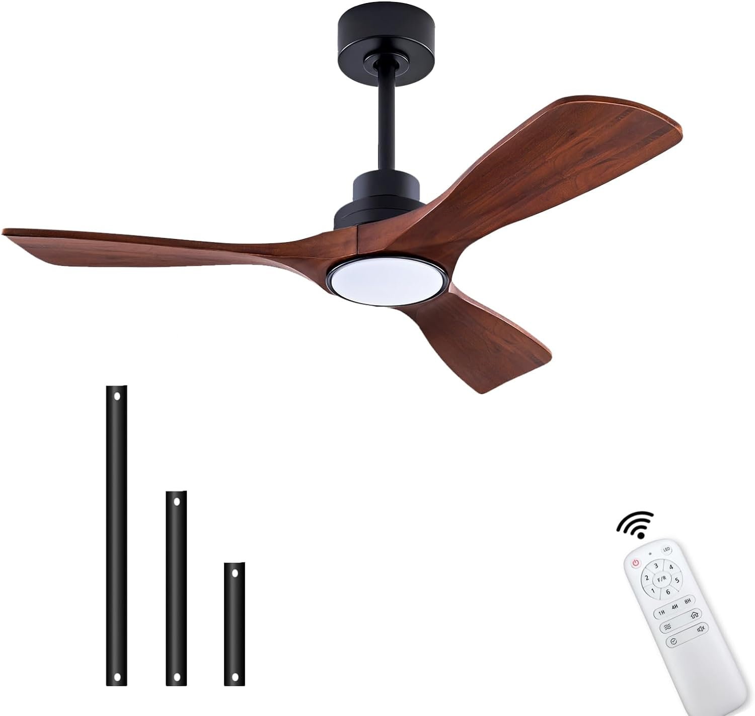 42 Inches Ceiling Fan With Lights 3 Carved Wood Fan Blade Noiseless ...