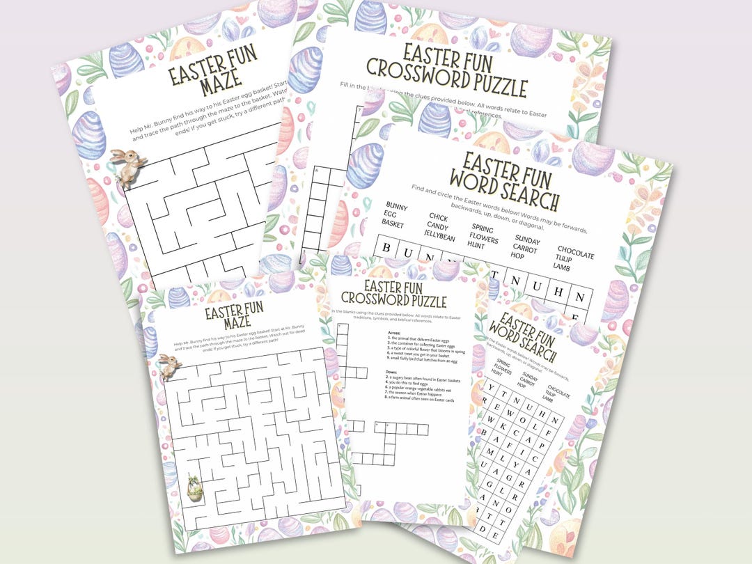 Easter Activity Bundle for Kids – Printable Easter Word Search, Maze ...
