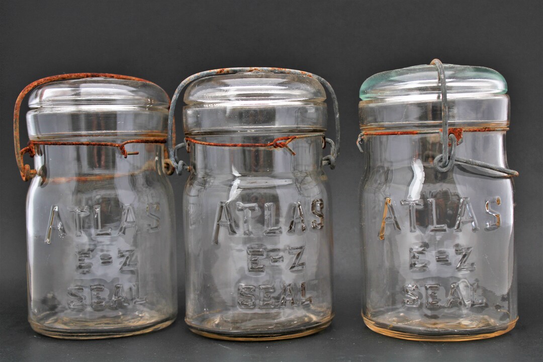 Lot of 3) Atlas EZ Seal Canning Pint Jars - Etsy